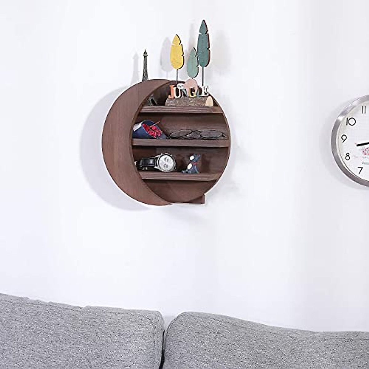 Moon Shelf Moon Decor Crystal Display Shelf Rustic Wooden Boho Wall Decor Shelves Witchy Room Crescent Floating Premium Solid Pine Wood for Wall Crystal Essential Oils Storage Great Gifts Living Room