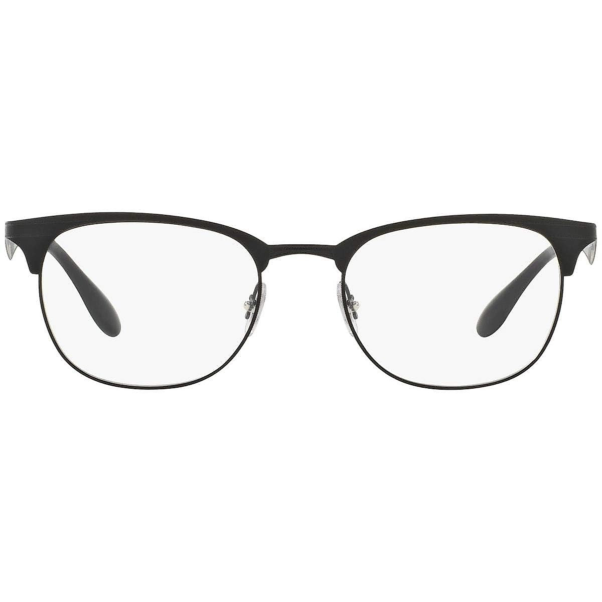 Ray-Ban RX6346 Square Prescription Eyeglass Frames, Matte Black On Black/Demo Lens, 52 mm