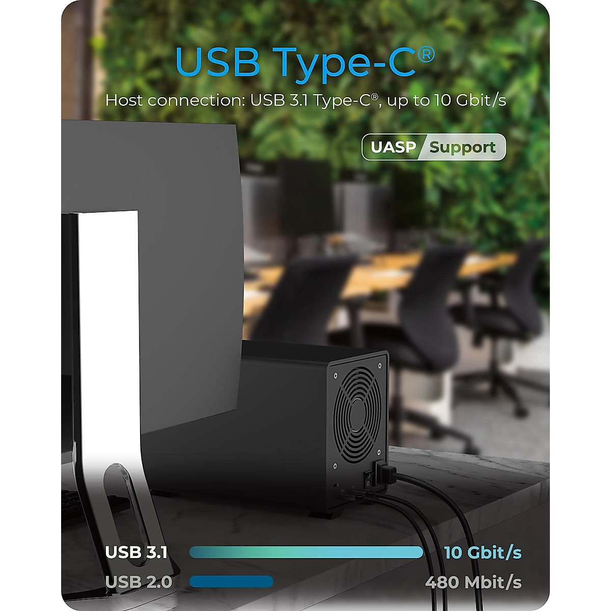 ICY BOX 5 Way Hard Drive Enclosure for 3.5 Inch Hard Drives Single Switchable Strapless USB 3.1 Gen2 (USB-C, USB-A) Fan Aluminium Black