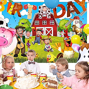 YRIOWMI 7x5 Foot Zennon Farm Children's Birthday Party Background Fabric, Birthday Party Decoration Photography Background