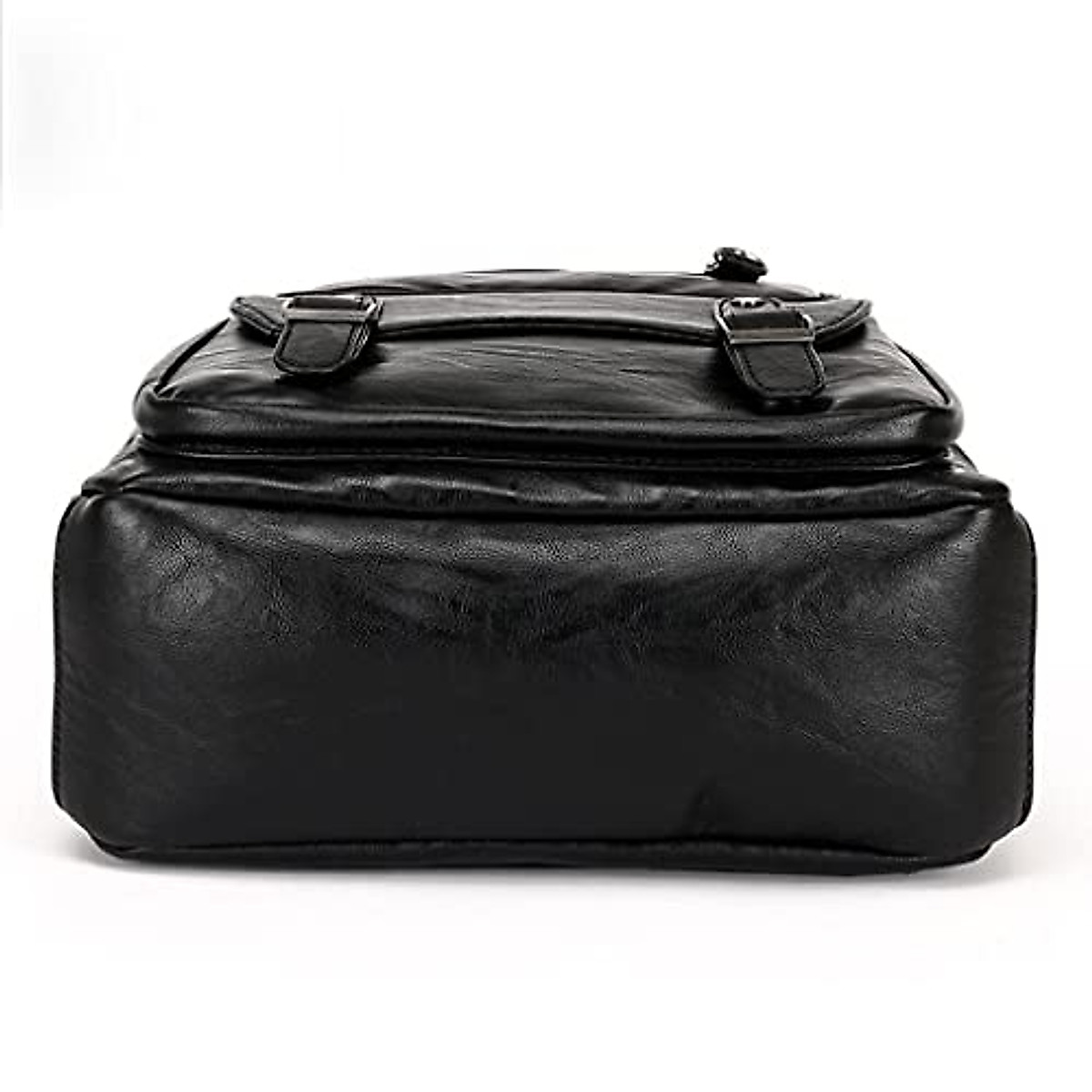 WQXD Retro 100% Real Leather Backpack，Man Casual Genuine Leather Daypack，Male Business、School、Office Leisure Travel Computer Rucksack (Color : Black, Size : 15.6inchs)