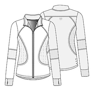 HeartSoul Break On Through Women Zip Front Warm Up Scrubs Jacket HS315, M, Black