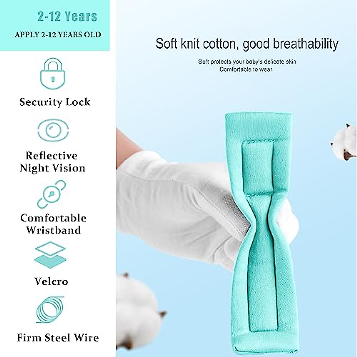 Anti Lost Wrist Link 2 Pack, WSZCML Toddler Safety Leash with Key Lock, Reflective Child Walking Harness Rope Leash for Kids & Babies, 2.5M / 8.2ft Cyan + 2.5M / 8.2ft Light Pink