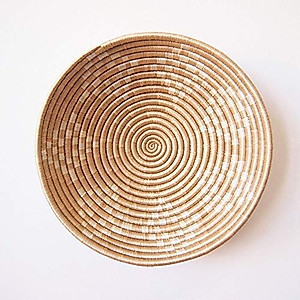 African Basket- Tabora/Rwanda Basket/Woven Bowl/Sisal & Sweetgrass Basket/Tan, White
