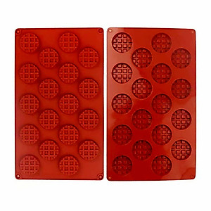 Silicone Waffle Mold Set, 2PCS/Set 18/20 Cavity Mini Silicone Waffle Mold Waffle Maker Mould, Non-stick Cake Cookie Chocolate Making Mold for Baking (B)
