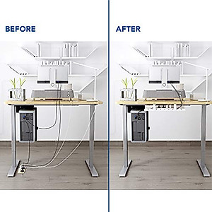 FLEXISPOT Under Desk Cable Management Tray, Metal Raceway Wires Cable Tidy Organizer Office and Home Cable Tray Use for Standing Desk (White)