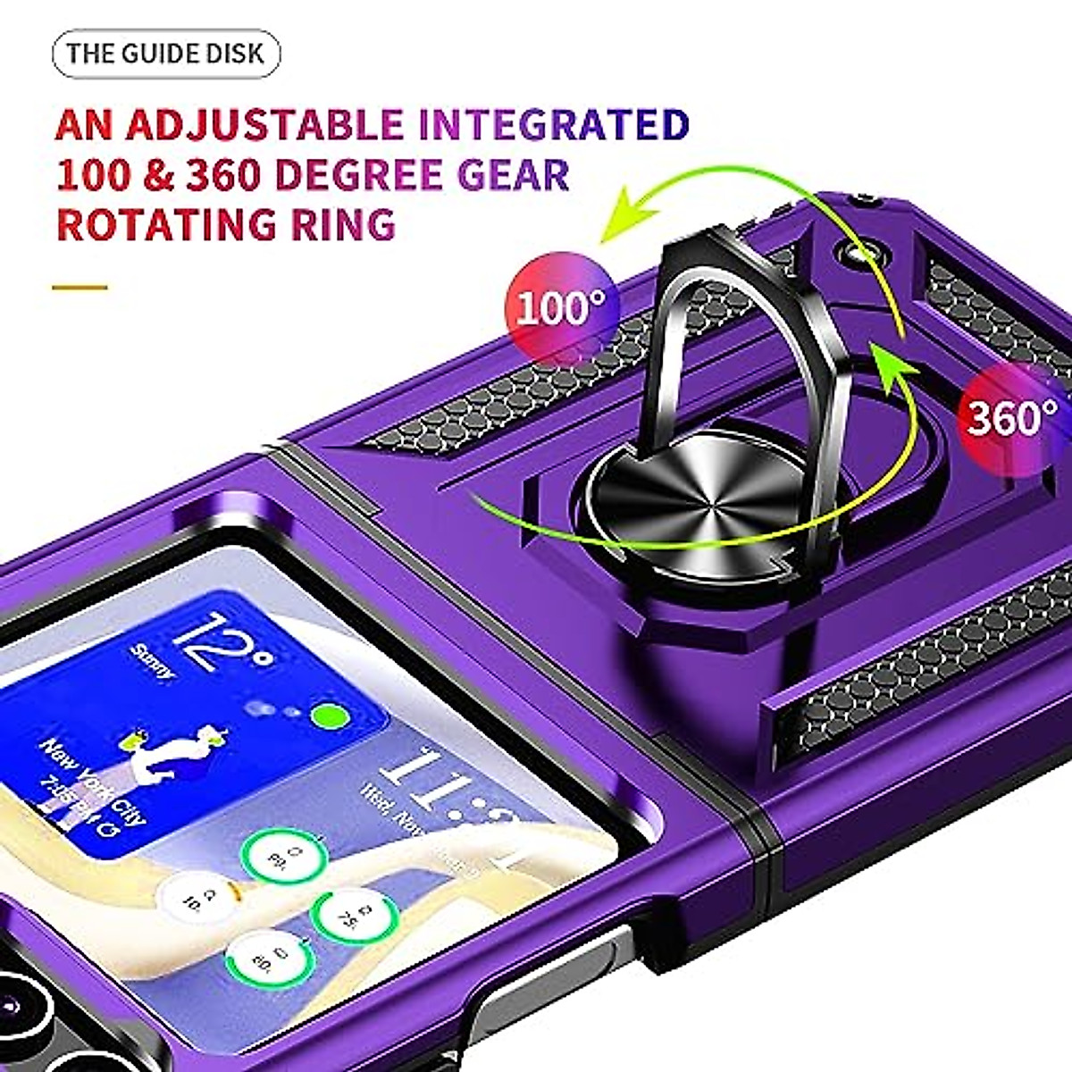 ZOEII Flip 5 Case for Galaxy Z Flip 5 Phone Case with Kickstand Military-Grade Protection, Shockproof Phone Case for Samsung Galaxy Z Flip 5 Case- Purple