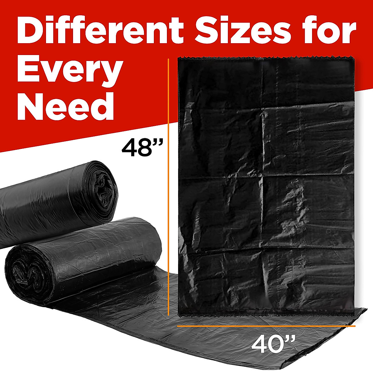 ToughBag 40-45 Gallon Trash Bags Heavy Duty (125 Count) | Black Garbage Bags | 39, 40, 42, 45 Gallon | Made In USA