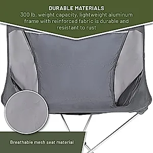 TIMBER RIDGE FC-339L Lightweight Portable Backpacking Folding Compact Camping Adults, Outdoor Chair with Carry Bag for Travel, Hiking, Beach, Supports 300lbs, 22" W x 14.2" D x 28.7" H, Gray