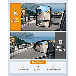 ITOPUP Towing Mirrors Fit for 1999-2002 for Chevy Silverado 1500/2500 for GMC Sierra 1500/2500 Tow Mirrors with Power Control Heated 1 Pair of Mirrors Left Side and Right Side Black Textured