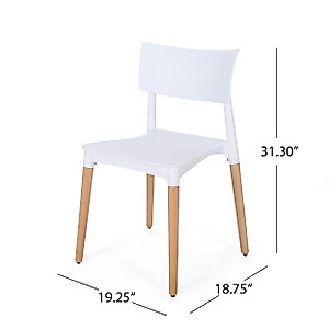 Christopher Knight Home Isabel Modern Dining Chair with Beech Wood Legs (Set of 2), White and Natural