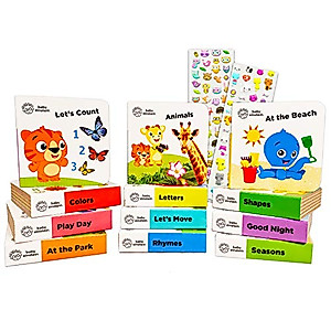 PIP Baby Einstein Board Books Set Toddlers Babies Bundle ~ Baby Einstein My First Library 12 Book Set Baby Einstein Board Book Block with Stickers (Baby Einstein Books for Infants)