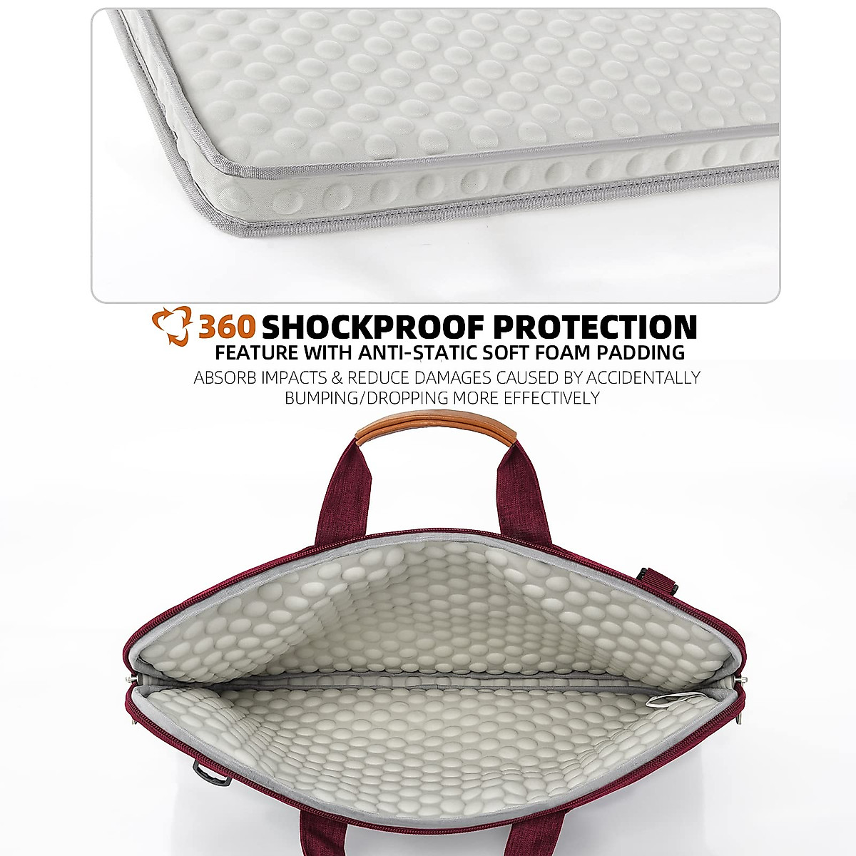 KINGSLONG 14 inch Laptop Bag with Shoulder Strap, Messenger Bag, Slim Computer Carrying Case Notebook Handbag for Men Women Fit for Acer Asus Lenovo HP Toshiba, Red