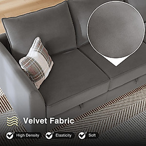 HONBAY Middle Module for Modular Sectional Sofa Couch, Accent Armless Chair with Storage Seat, Velvet Grey