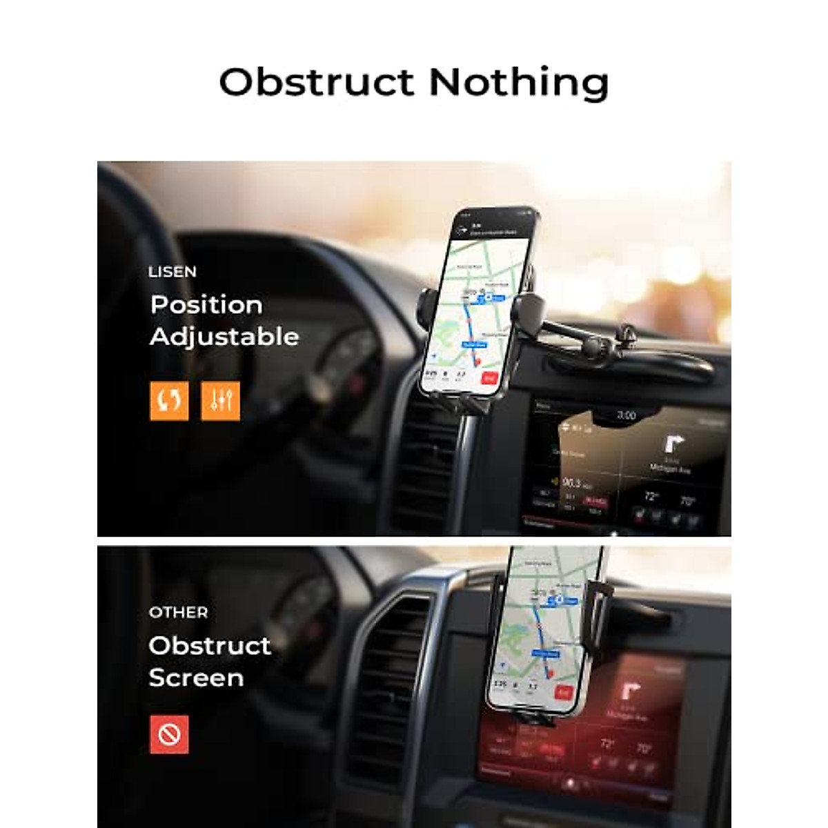 LISEN Adjustable Phone Mount for Car, CD Phone Holder for iPhone Car Holder Mount Ultra Sturdy Vent Cell Phone Mount CD Slot Car Cell Phone Holder for iPhone 14 Samsung S23 All Phones