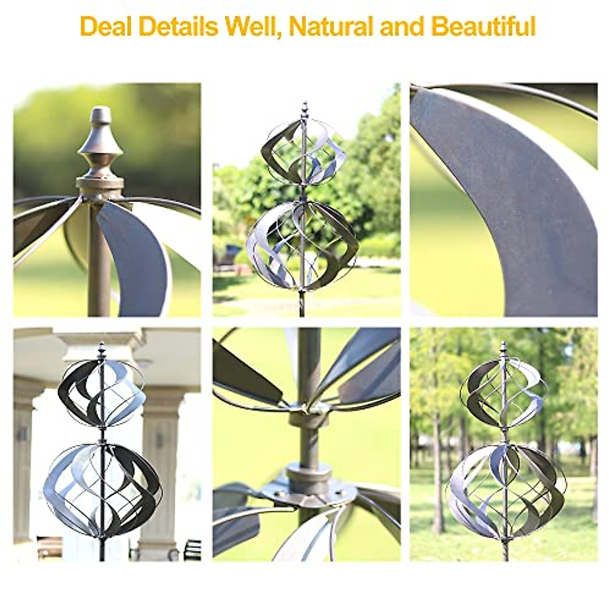 LimeHill Wind Spinner for Yard Garden - Kinetic 3D Metal Wind Spinners for Outdoor Decorations (Copper, 84 Inches)