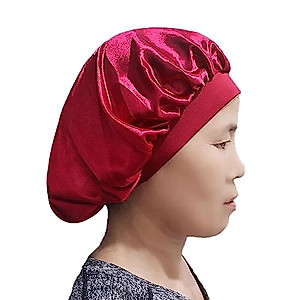 Durags and Bonnets 2pcs Set Suitable Men and Women Long Tail Silky Doo rag (Burgundy)