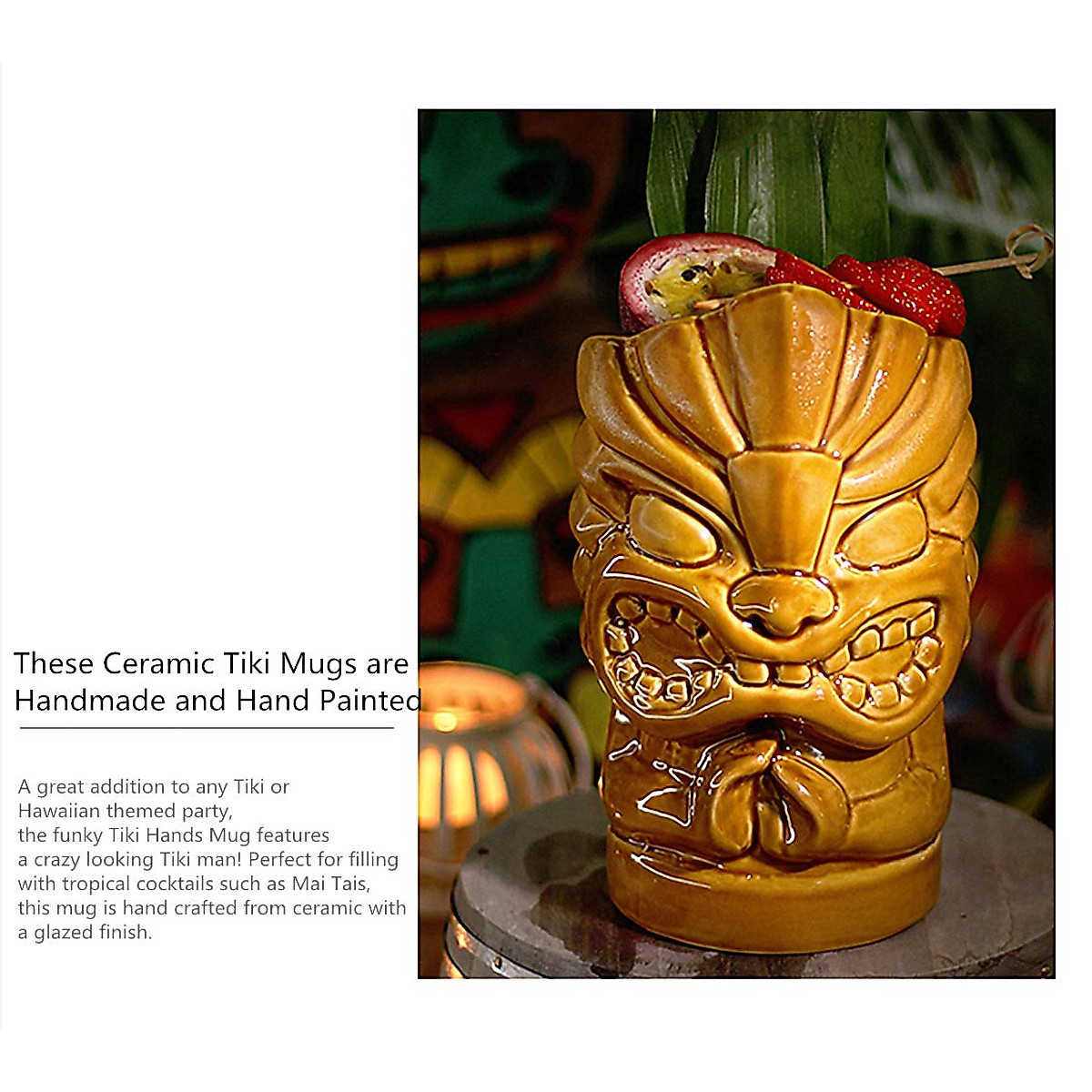 SuproBarware Tiki Mug Cocktail Mug - 28oz Ceramic Tiki Glasses for Cocktail Hawaiian Party