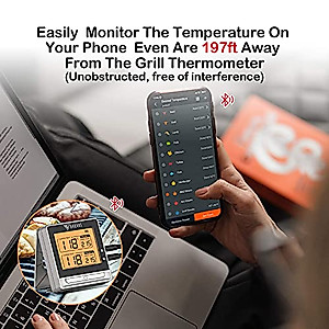 DOQAUS Bluetooth Meat Thermometer for Grilling, Wireless Meat Thermometer with 2 Probes, 197ft Remote BBQ Thermometer with Smart Kitchen Timer and Backlight for Smoker, Oven, Grilling, Turkey