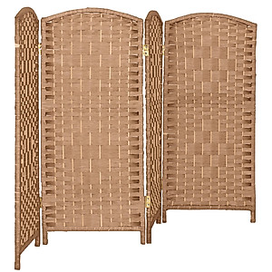 Red Lantern 3 ft. Short Diamond Weave Fiber Folding Screen - Natural - 4 Panel
