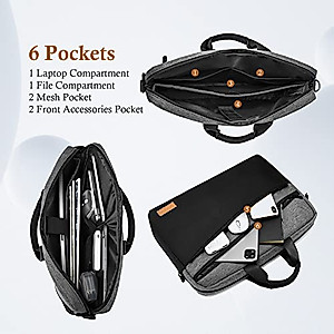 bagasin 15 15.6 16 inch Laptop Computer PC Shoulder Bag Carrying Case, Water-Repellent Fabric Briefcase, Lightweight Toploader, Business Casual or School