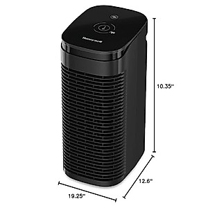 Honeywell HPA075B Allergen Plus Series Compact HEPA Air Purifier Tower, Allergen Reducer for Medium Rooms (100 sq ft), Black - Wildfire/Smoke, Pollen, Pet Dander & Dust Air Purifier