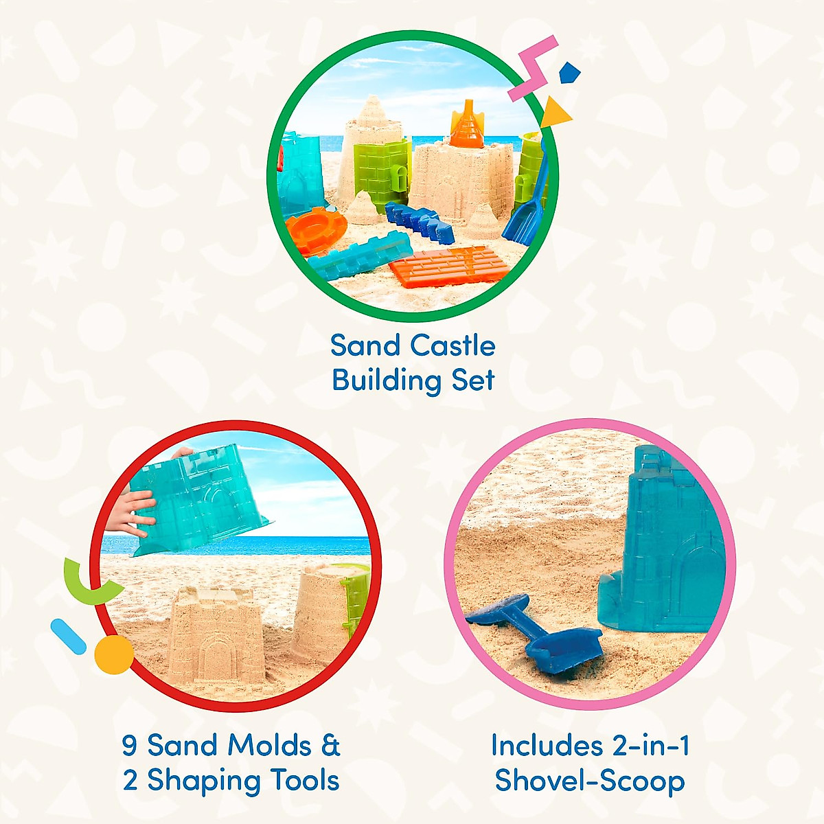 Battat – Sand Toys For Kids – 11Pc Sandcastle Building Kit With Molds And Shovel – Outdoor Sandbox Toys – Sand Castle Play Set – 3 Years + – Sand Castle Play Set