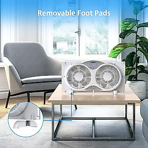 shinic 9" Blades Twin Window Fan with Reversible Airflow, Remote Control, 3 Speeds, 3 Functions, Bathroom Kitchen Exhaust Fan, Width Adjustable (From 23.5" to 37") ETL Certified Small Window Fan