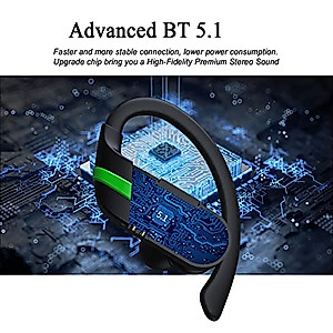 Donerton Wireless Earbud, Chipset 5.1 Sport Headphones with Charging Case, 10Hours Single Playtime Earhooks Headset, Wireless Earphone 6D Stereo HiFi Sound Noise Cancelling for Working/Travel/Gym