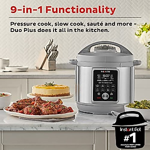 Instant Pot Duo Plus, 6-Quart Whisper Quiet 9-in-1 Electric Pressure Cooker, Slow Cooker, Rice Cooker, Steamer, Sauté, Yogurt Maker, Warmer & Sterilizer, Free App with 1900+ Recipes, Stainless Steel