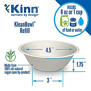 Kinn Kleanbowl Disposable Dog Food Bowls, 8 oz (Pack of 50) - Frame System Refills, Compostable Cat Food Bowls, Leakproof for Pet Feeding