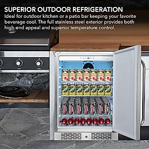 Whynter BOR-53024-SSW Built-in Outdoor 5.3 cu.ft. Beverage Refrigerator Cooler, Stainless Steel, One Size, 24" wide, Silver