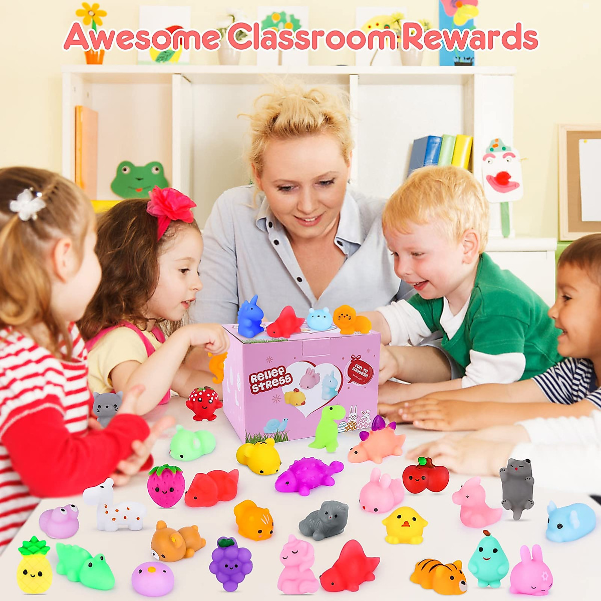 85Pcs Mochi Squishy Toys Party Favors for Kids Kawaii Animal Mini Squishies Stress Relief Toys Birthday Xmas Easter Gifts for Girl Boy Classroom Prizes Goodie Bag Fillers Easter Egg Fillers Random