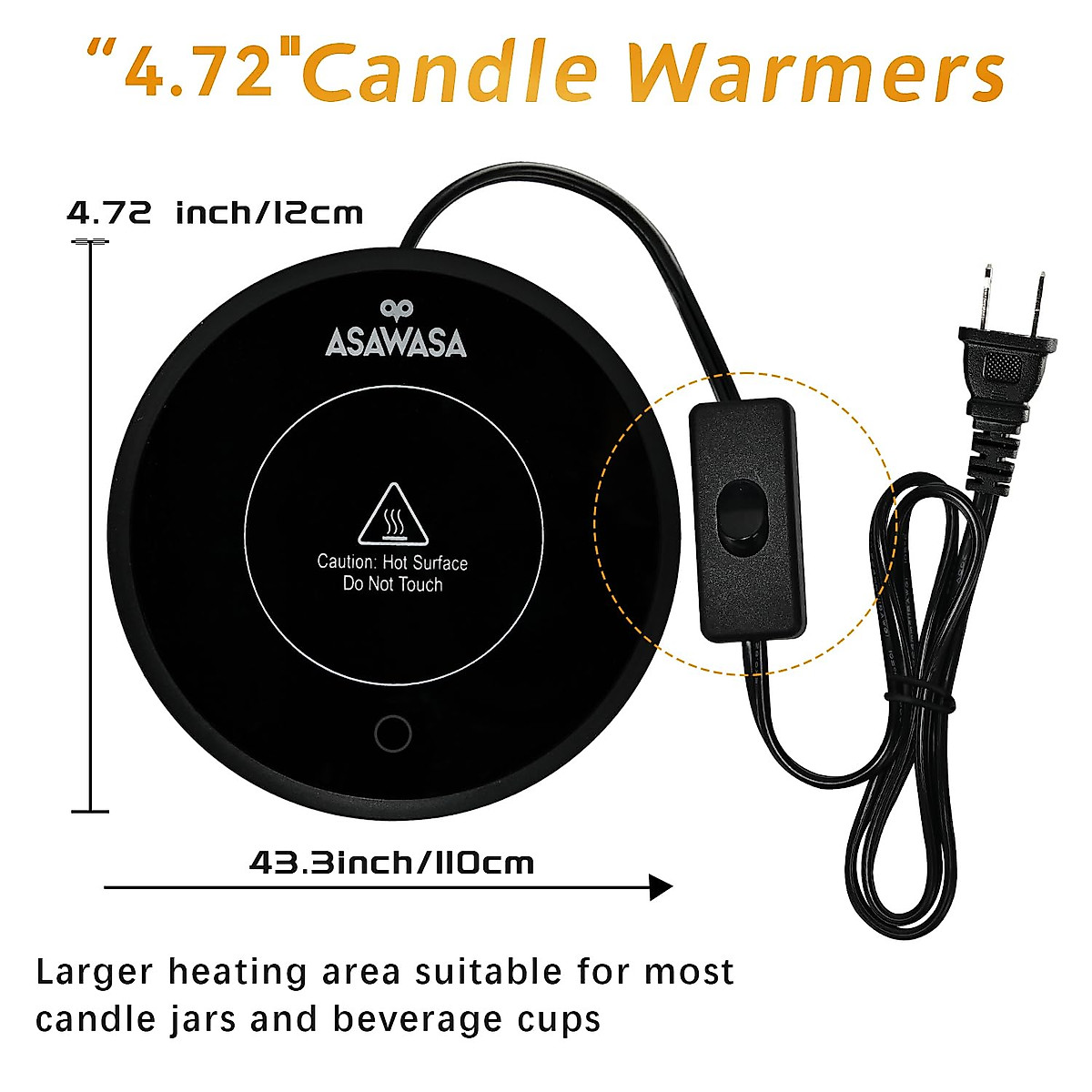 ASAWASA Candle Wax Melt Warmer with 1 pc Silicone Liner,Ceramic Wax Warmer,3-in-1 Candle Wax Melter and Fragrance Warmer for Warming Candle Jars or Wax Melts(Red Arc Pattern)