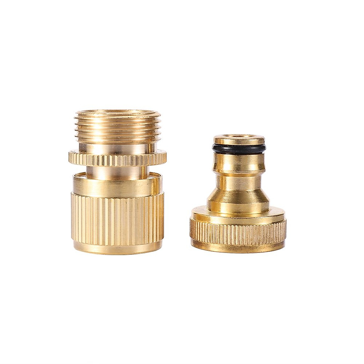 2Sets Garden Hose Quick Connector 3/4 inch GHT Brass Easy Connect Fitting - Quick Disconnect Hose Fittings Male and Female