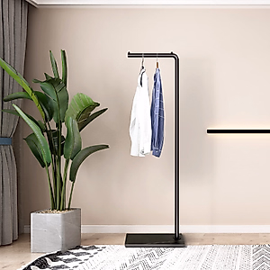 Aolohomy Metal Coat Rack, Modern Clothing Tree with Heavy-weight Slate Base, Small Coat Stand for Entryway/Bedroom/Hallway, Standing Plant Hanger, Matte Black