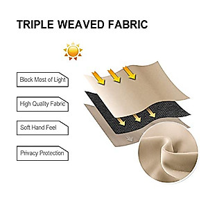 DWCN Beige Blackout Curtains for Bedroom, Room Darkening Thermal Insulated Light Blocking Curtains 45 Inch Length, Set of 2, W42 x L45