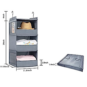 DonYeco Bundles of 3-Shelf Hanging Oxford Closet Organizers and Storage & 3-Shelf Hanging Closet Organizers and Storage with 4 Side-Pockets
