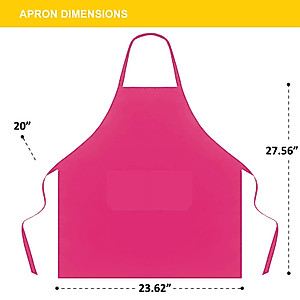 Hi loyaya 10 Pack Bib Pink Aprons Bulk for Women Girl Adult Painting BBQ Cooking Kitchen Baking with Pockets (10, Pink)