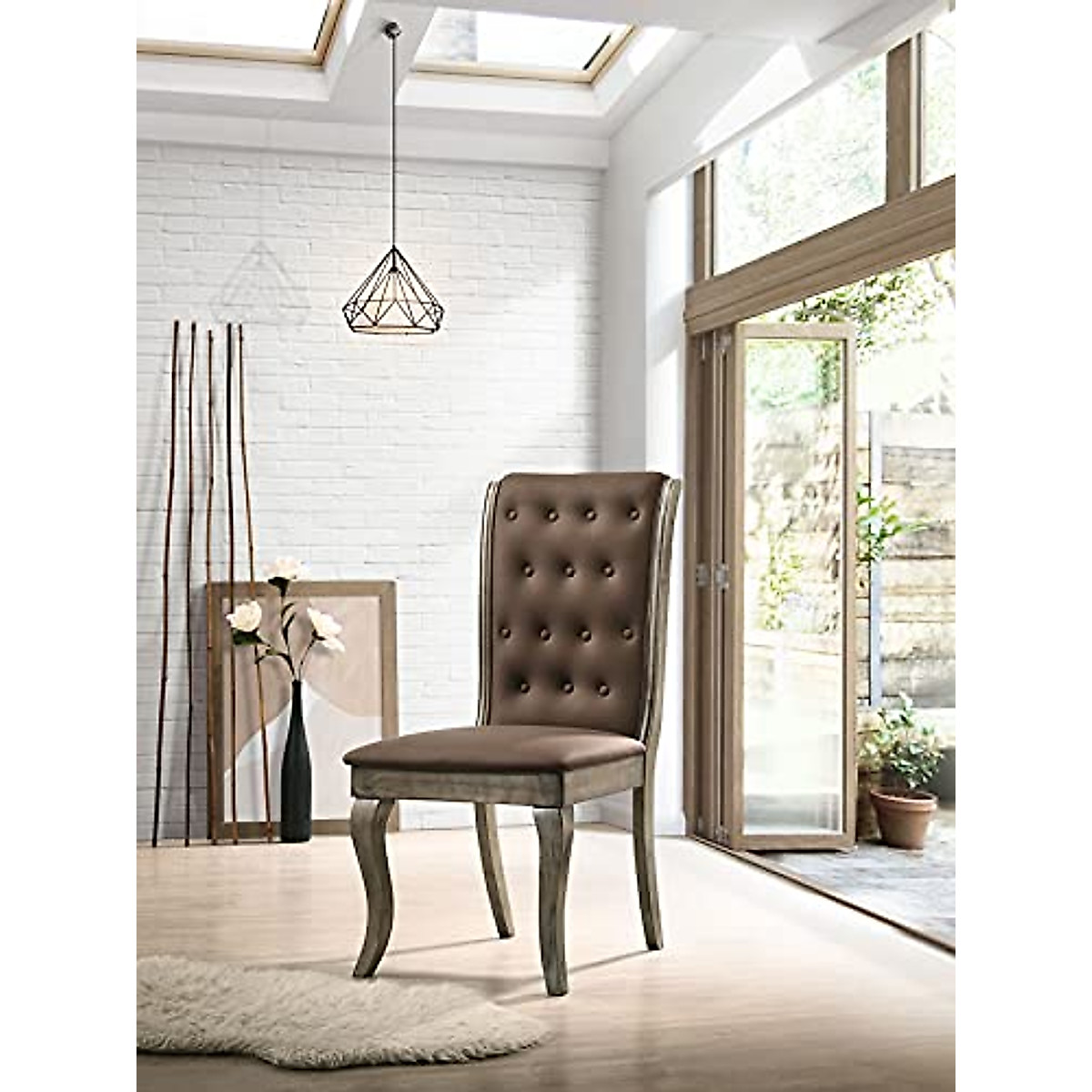 Liveasy Furniture Dining Table Set for 6 with Chairs, Dining Room Table Set with Tufted Dining Chairs, Kitchen Table Set for 6