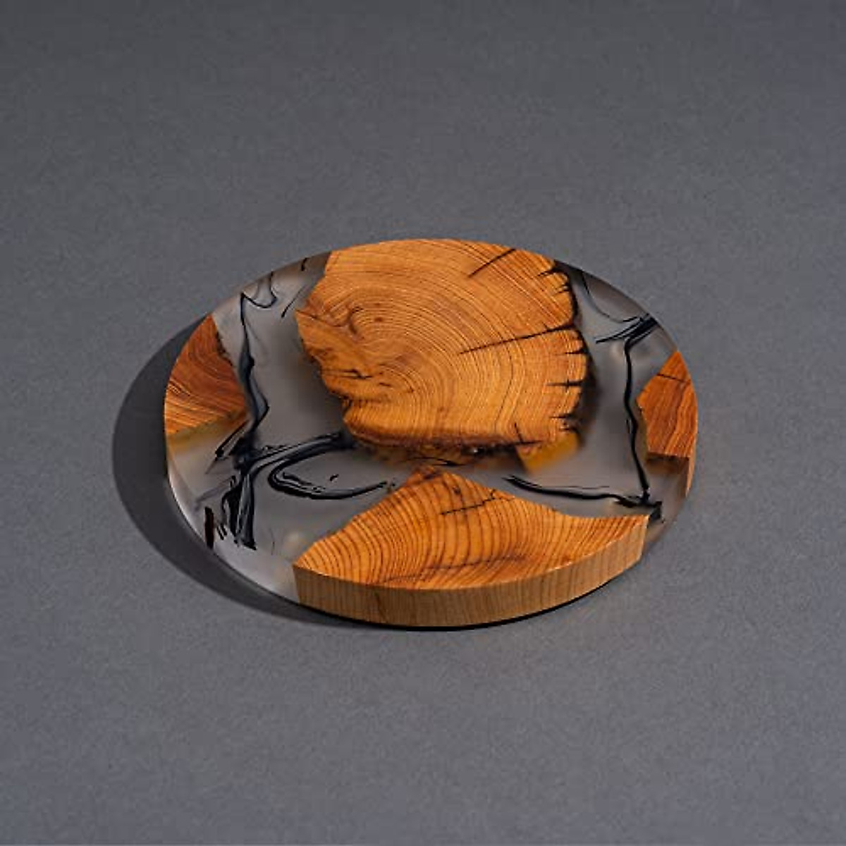 Avocrafts Drink Coaster Set, Wooden Absorbent Coasters, Epoxy Resin Coaster for Coffee Table, Tabletop Protection Decor, Set of 6 With Holder