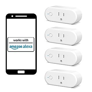Alexa Smart Plugs by WISEBOT, Space-Saving Design, Also Works with SmartLife app, 4 Pack