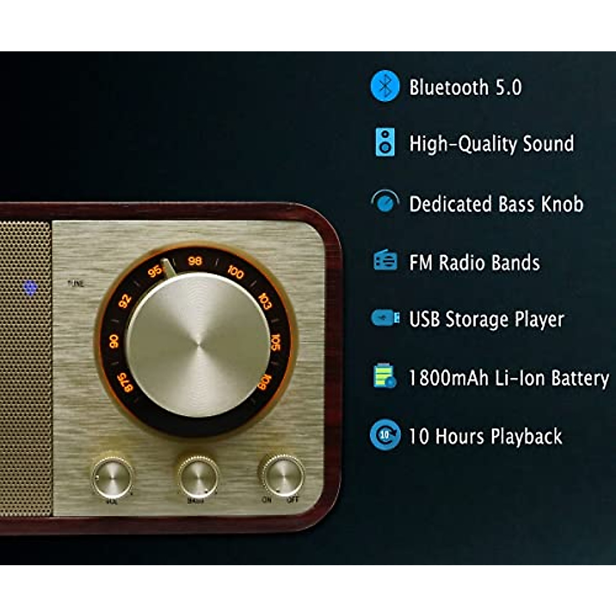 BentMax FM Radio with Bluetooth Retro Bluetooth Speaker Vintage Radio with SD/USB Memory Music Player Function, Wireless Streaming from Smartphone, 10 Hours Playback (Walnut)