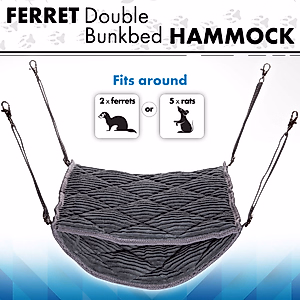 2 Brothers Wholesale Ferret Hammock for Cage - Plush Double Bunk Bed Hanging Clips - Perfect for 2 or More Small Pets! (Rats, Ferrets, Hamsters, Guinea Pigs, Chinchillas & Squirrels) - Black