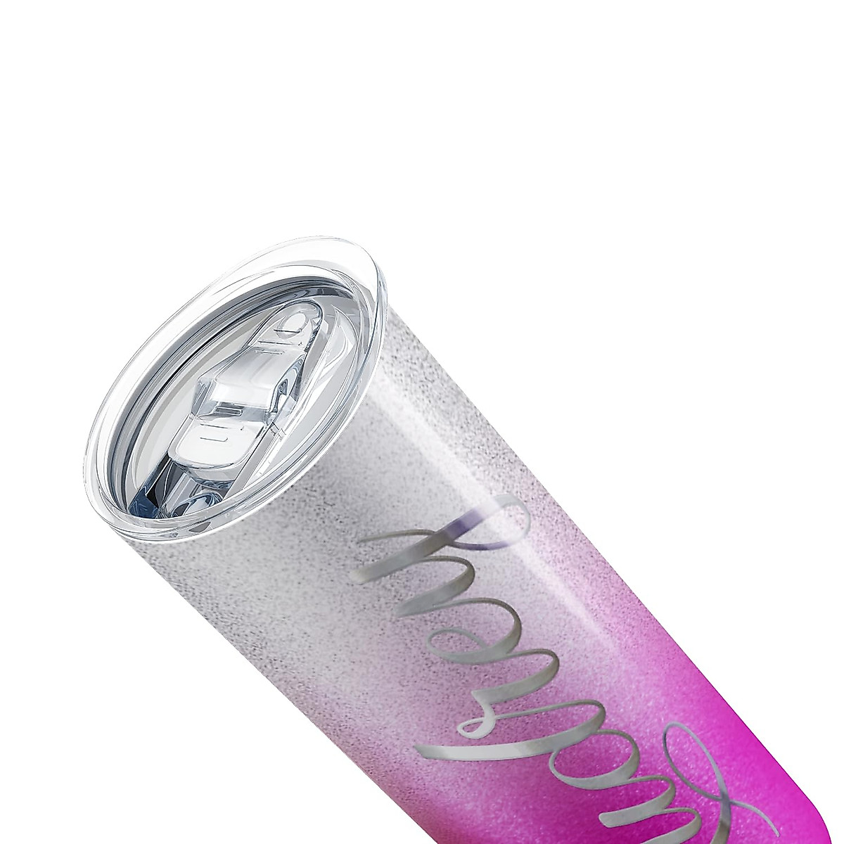 Personalized Skinny 20 oz with Lid Frosted Fuchsia Customized Laser Engraved Cup Gift Stainless Steel Vacuum Insulated Mug