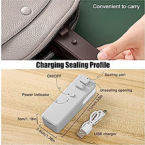 Mini Bag Sealer, Portable Vacuum Sealers 3 In 1 Mini Bag Sealer with Sealing & Cutting & Magnetic for Chip Bags, Plastic Bags Kitchen Gadget (Grey)