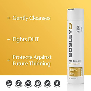 BosleyMD BosDefense Nourishing Shampoo for Light Thinning Hair, Color-Treated 10.1 Fl Oz