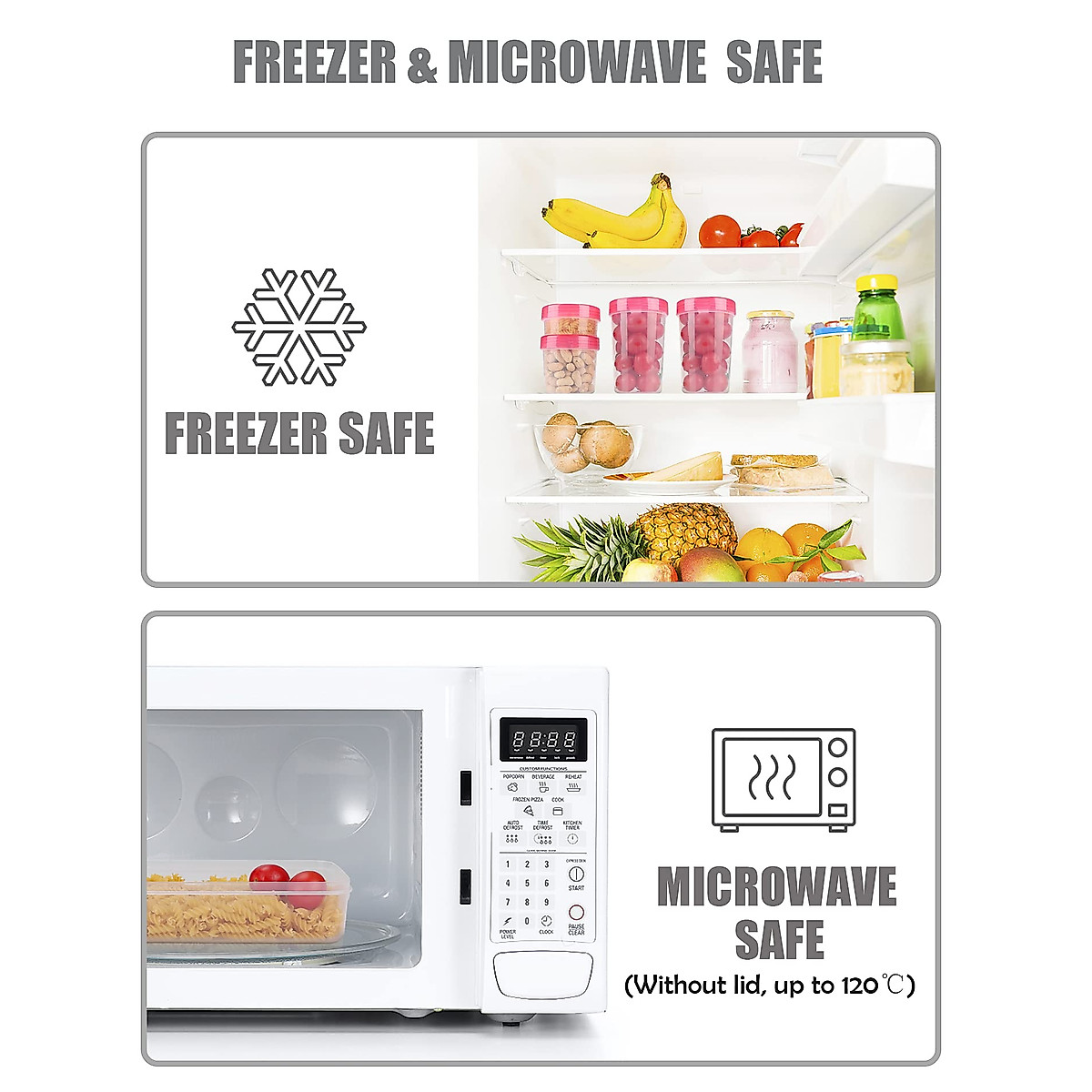 Tauno Easy Lock & Open Food Storage Containers | Plastic Food Jars Screw-On Lids | Twist and Seal Top, BPA Free | 18 Pack 36 Cup Total