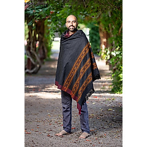 Om Shanti Crafts Meditation or Prayer Shawl or Plain Blanket, Wool Shawl/Wrap, Oversize Scarf. Unisex (Dark Grey)