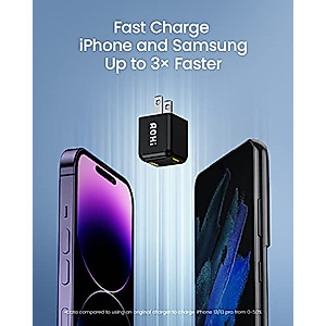 USB C Charger, AOHI Magcube 30W PD Mini Fast Charger GaN+ Wall Charger Power Adapter for iPhone 14/Plus/Pro/Pro Max/MacBook/iPhone 13/13 pro/ 12 Mini Pro Max/iPad Pro/Galaxy S21, Pixel, Black
